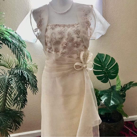 Dresses | Cream Beige Kultura Pinya Organza Filipiniana Mothers Dress W ...
